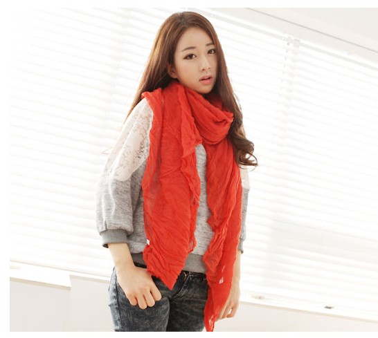 Red Scarf -cotton Drape Scarf - Handmade Cotton Scarf-winter Scarf on ...