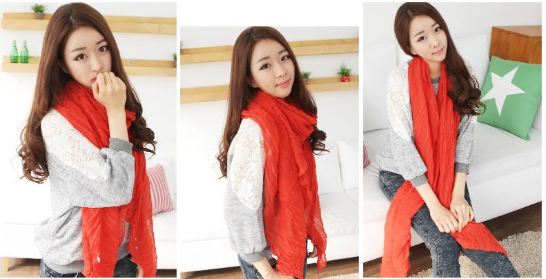 Red Scarf -cotton Drape Scarf - Handmade Cotton Scarf-winter Scarf on ...